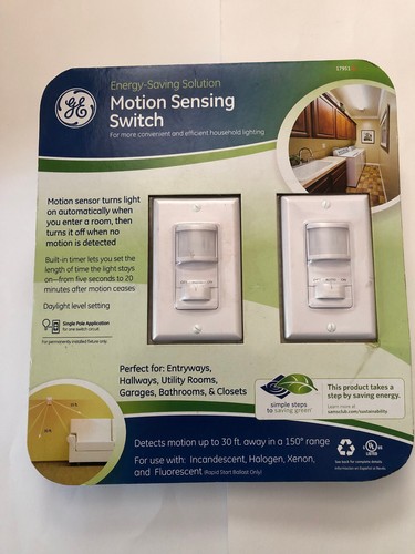 GE 2 PACK White Motion Sensor Light Switch On/Off/Auto Timer 120 VOLT ...