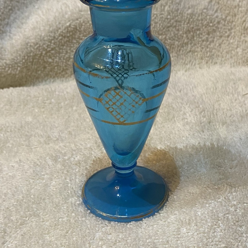 Antique 1920s Montgomery Ward ice blue vanity perfume bottle Diamond ...