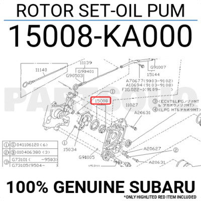 15008KA000 Genuine Subaru ROTOR SET-OIL PUM 15008-KA000 | eBay