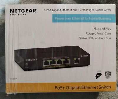 Netgear GS305P 5 Ports (4 PoE+ 63 W) Manageable | eBay