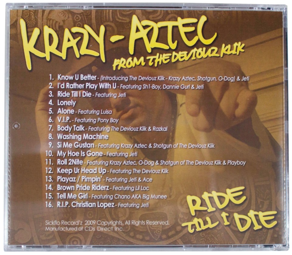 KRAZY AZTEC Ride Till I Die CD OOP SoCal Cali Latin Chicano G-Funk RAP ...