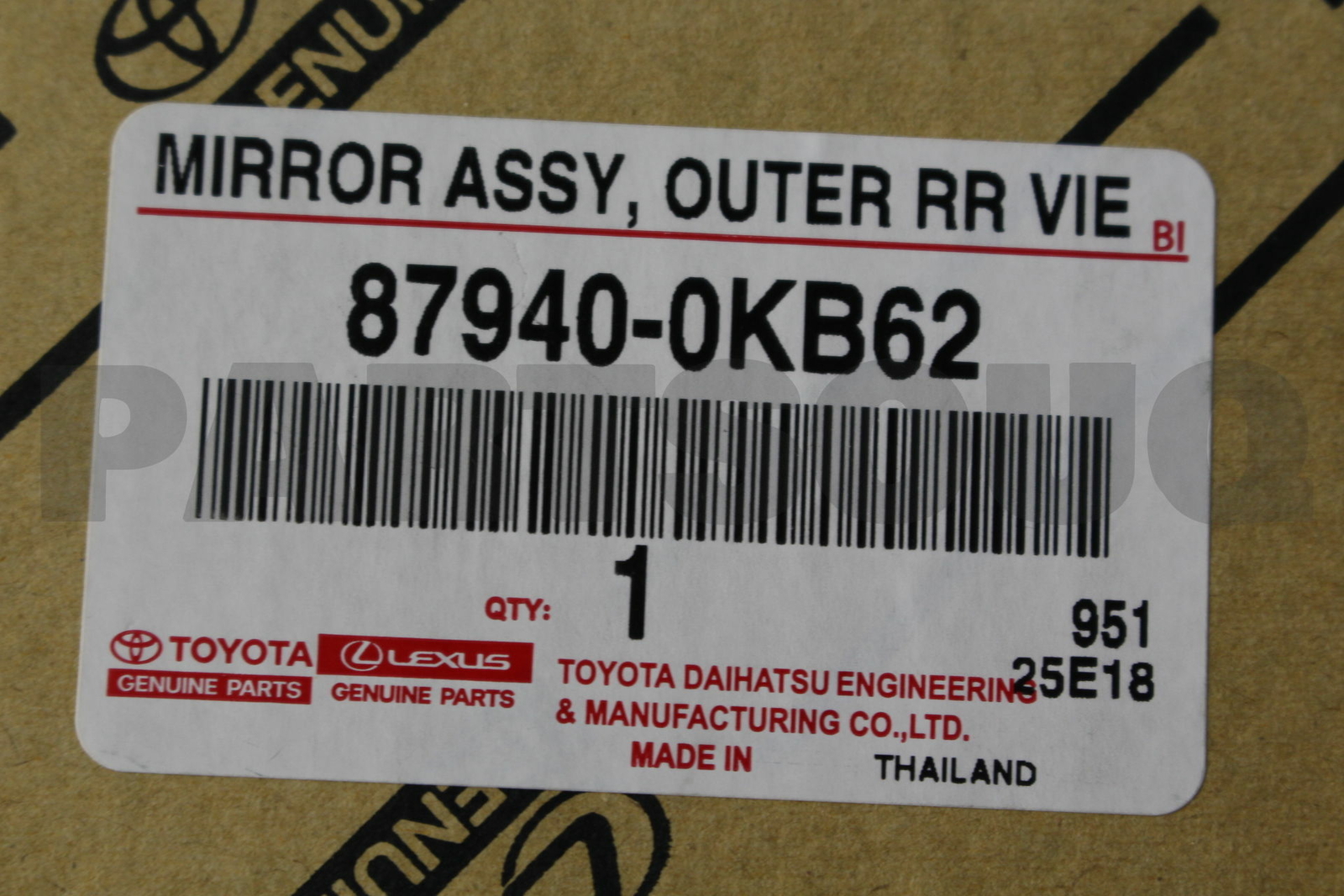 879400KB62 Genuine Toyota MIRROR ASSY OUTER R 87940-0KB62 | eBay
