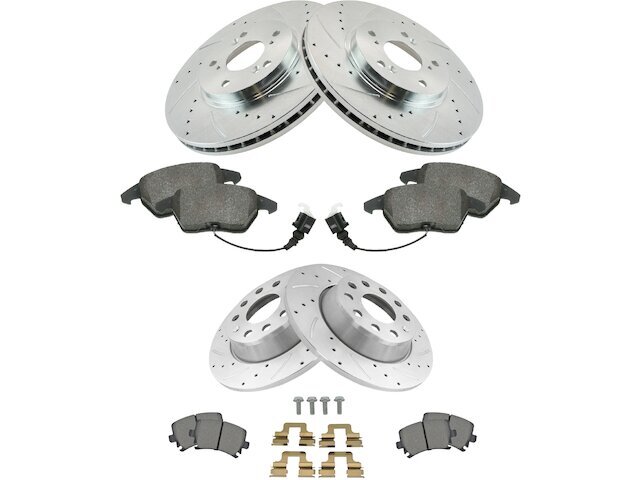 TRQ 63TT53H Front and Rear Brake Pad and Rotor Kit Fits 2009-2010 VW ...