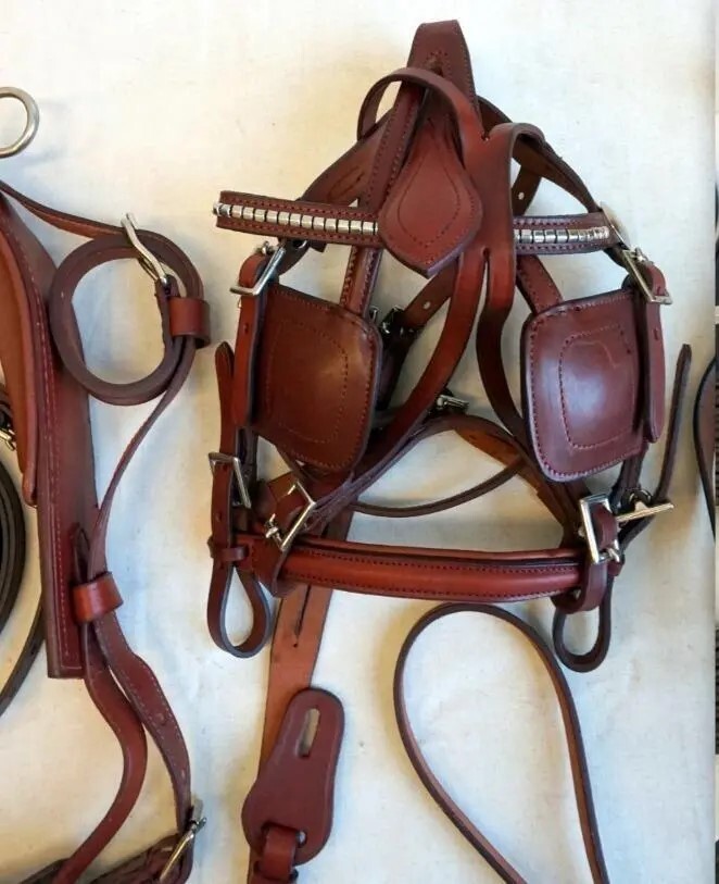 New Reddish Brown Leather PONY Driving Horse Harness With Silver Studs ...