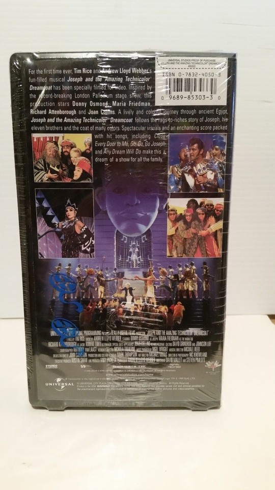 DONNY OSMOND JOSEPH AND THE AMAZING TECHICOLOR DREAMCOAT FILM VHS VIDEO ...