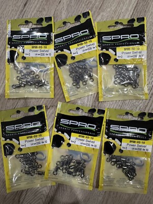 SPRO POWER SWIVELS #SPSB-02-10 - SIZE 2, TEST 230LB - Lot Of 6 Packs ...