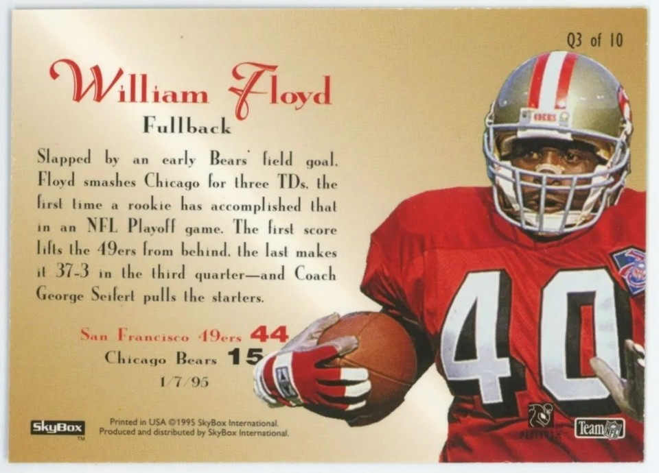 1995 SKYBOX PREMIUM QUICK STRIKE WILLIAM FLOYD FOOTBALL CARD SAN ...