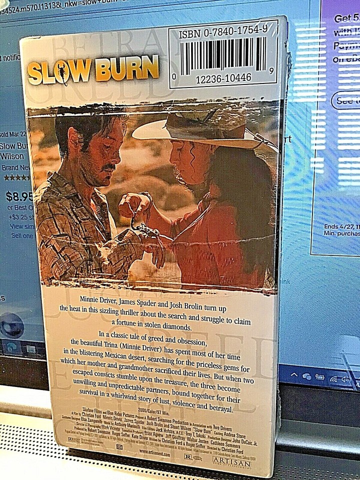 Slow Burn (VHS, 2000) Factory Sealed Minnie Driver, James Spader, Josh ...