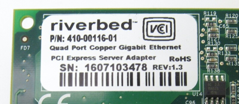 Riverbed 4-Port Copper Gigabit PCIe Full Network Adapter Card 410-00116 ...