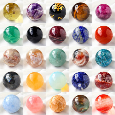 40MM Wholesale Lots Mix Natural Gemstone Sphere Crystal Ball Reiki ...
