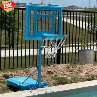 Pool Side Basketball Hoop Adjustable Height Net Backboard Swimming Pool ...