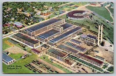 Postcard Paducah Ky Illinois Central Railroad Repair Shops Aerial View ...