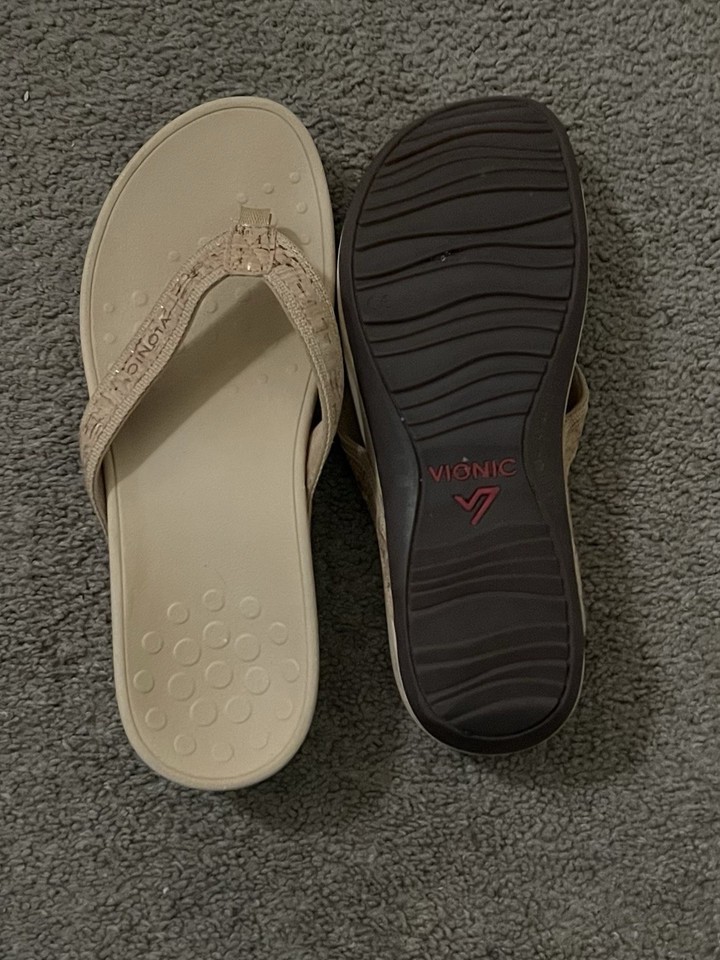 Vionic High Tide Tan Cork Thong Platform Comfort Sandals Flip Flops ...
