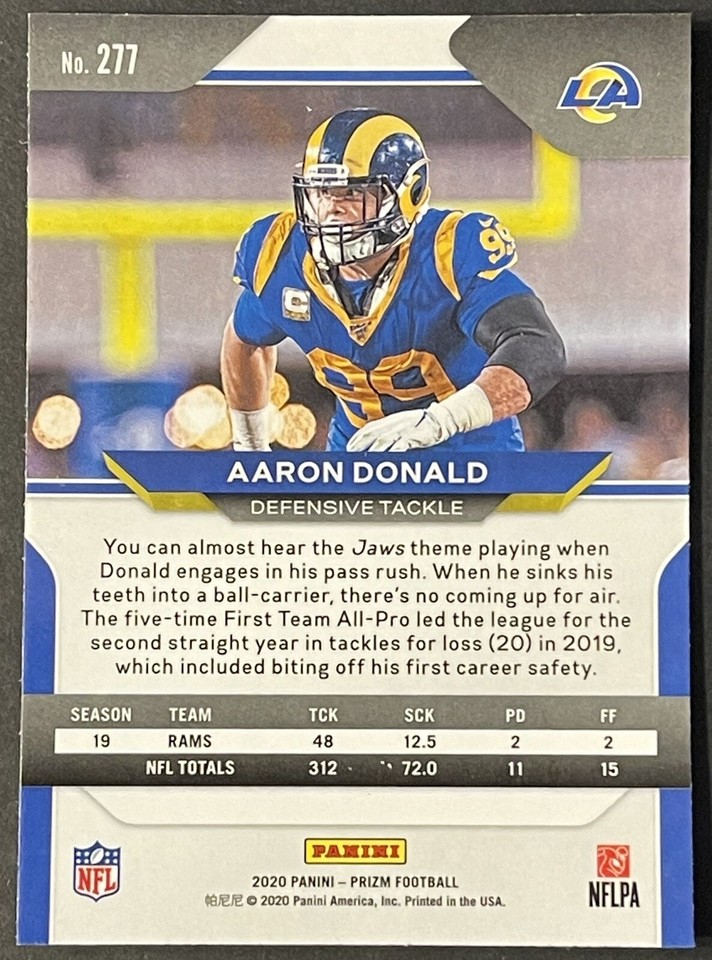 2020 Panini Prizm #277 Aaron Donald Los Angeles Rams Football Card | eBay