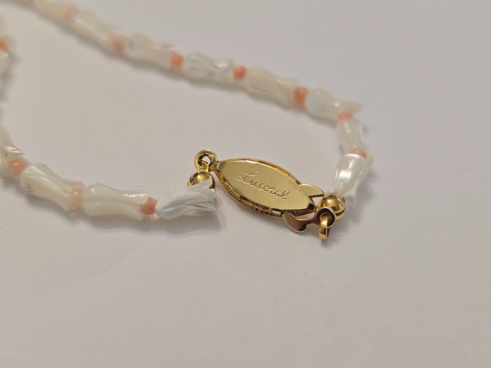 Vintage Lucoral Mother of Pearl MOP Shell Coral Beaded Necklace | eBay