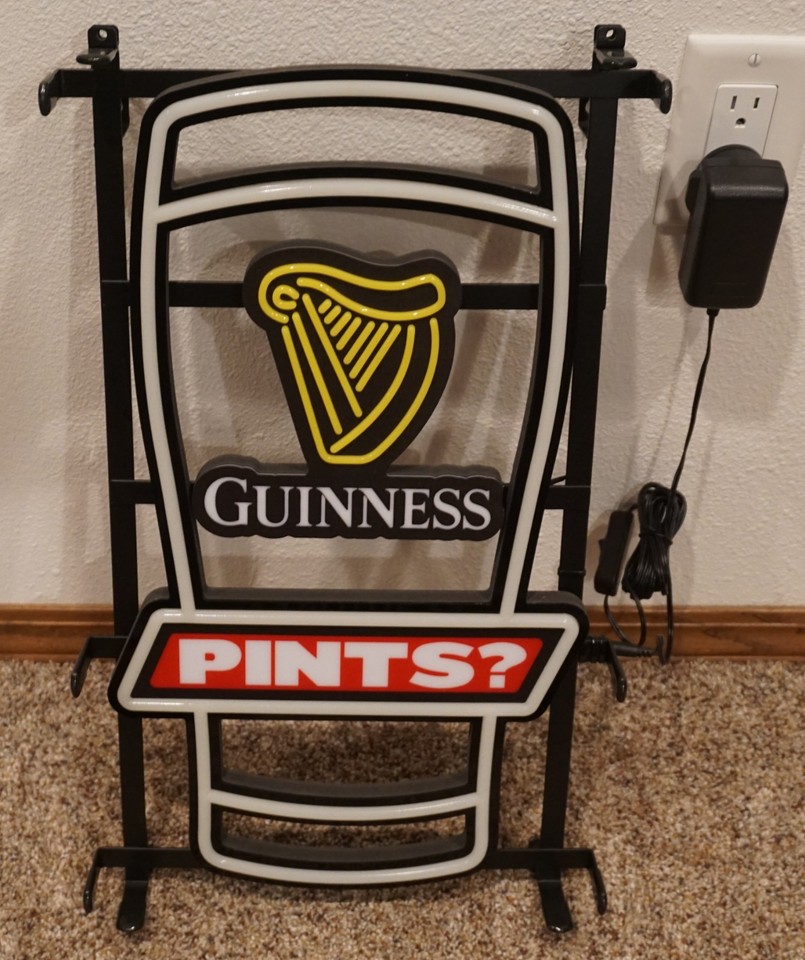 🌟GUINNESS PINTS LED Lighted Logo Sign Man Cave Sign Decor New | eBay