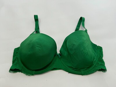 George Bra Underwired Padded Lace Trim Full Cup Bra Size 36D Green ...