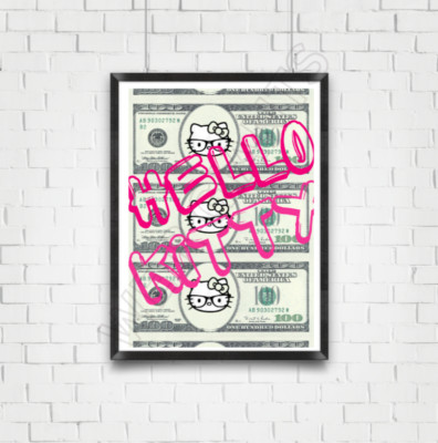 Hello Kitty Money Art Print 11x17-Trendy, Hello Kitty, Graffiti Vibe ...