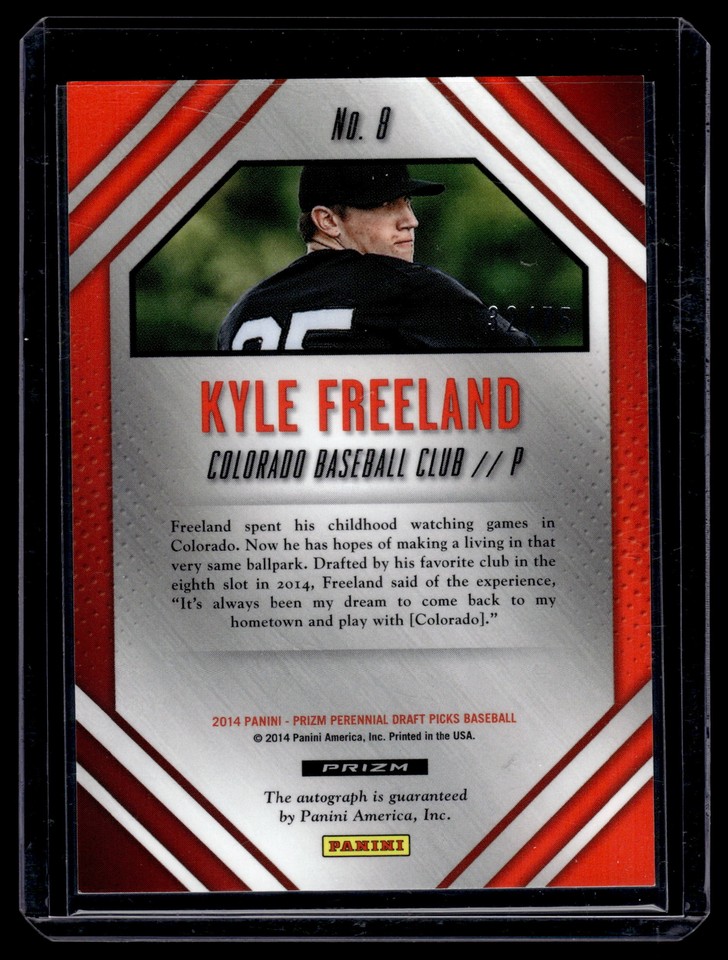 Kyle Freeland 2014 Panini Prizm Draft Picks Blue Mojo Autograph Card #8 ...