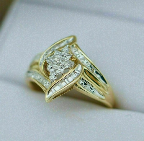 14K Yellow Gold Finish 2 Ct Round Cut Simulated Diamond Cluster ...