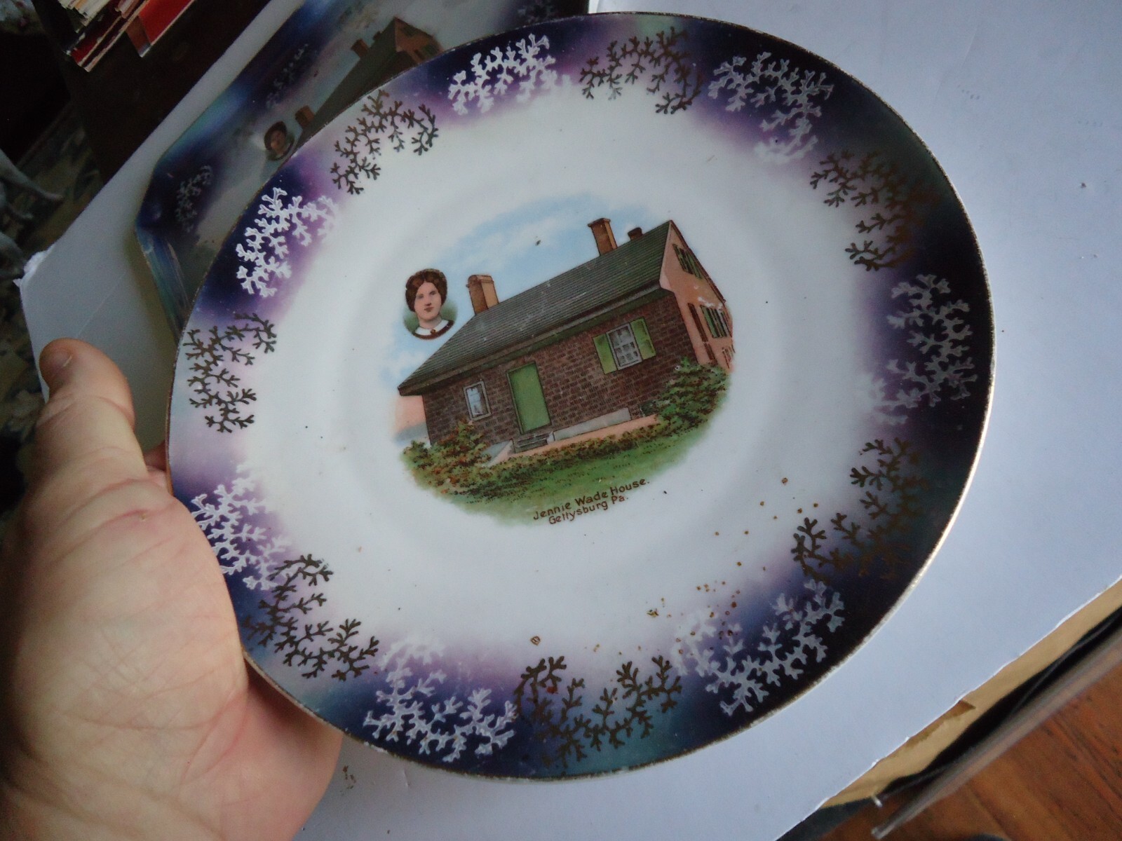 2 Different Antique German Made Gettysburg Souvenir Jennie Wade , Plate ...