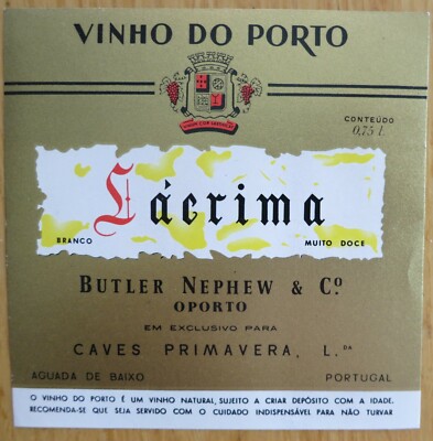 Etiquettes vin PORTUGAL PORTO LACRIMA Butler Nephew & Co. labels | eBay