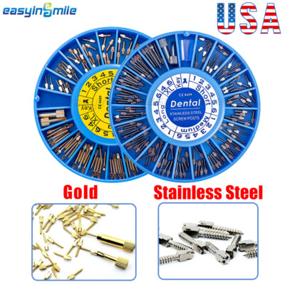 120xDental Endodontic Conical Screw Post Endo Root Canal Pins Gold ...