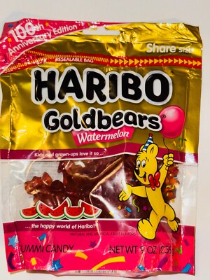 100th ANNIVERSARY HARIBO GOLDBEARS Watermelon Gummi Bear Candy 10 ...