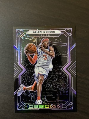 Allen Iverson 2021-22 Obsidian Purple Electric Etch /99 #138 SP 76ers ...