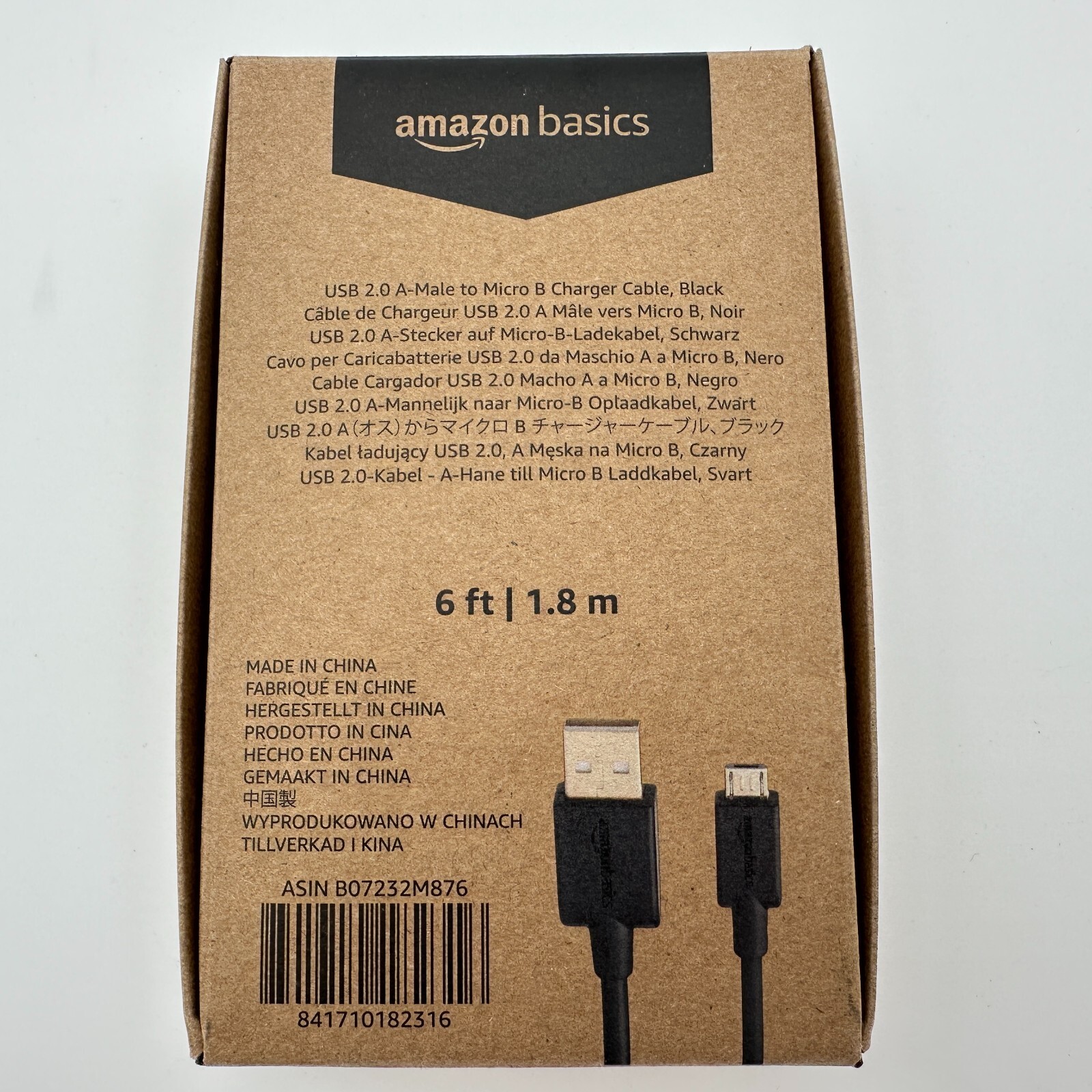 Amazon Basics 6 ft USB 2.0 A-Male to Micro B Charger Cable - Black ...