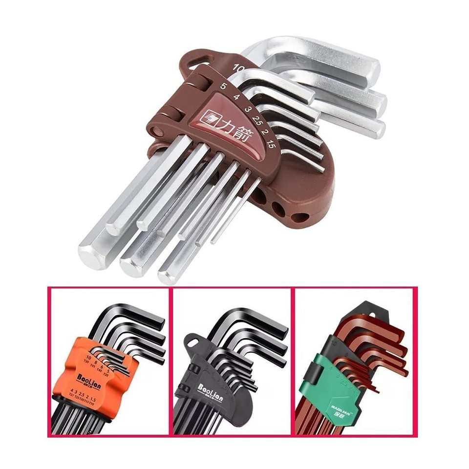 Yose Power Hex Key Allen Wrench Set 9 Pieces 1.5mm-10mm Bicycle ...