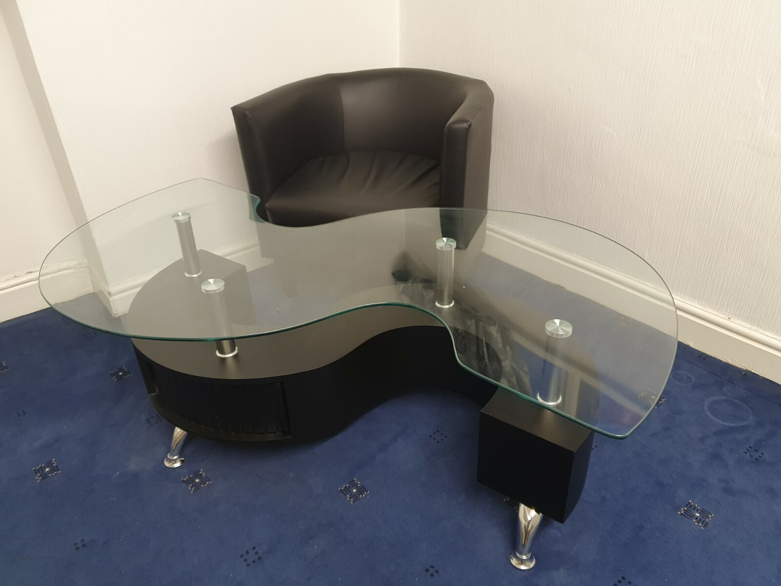 S Shaped Glass Coffee Table In Black | eBay