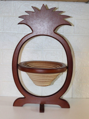 Unique Pineapple Shaped Wood Crafted Hawaiian Magic Basket Bowl ...