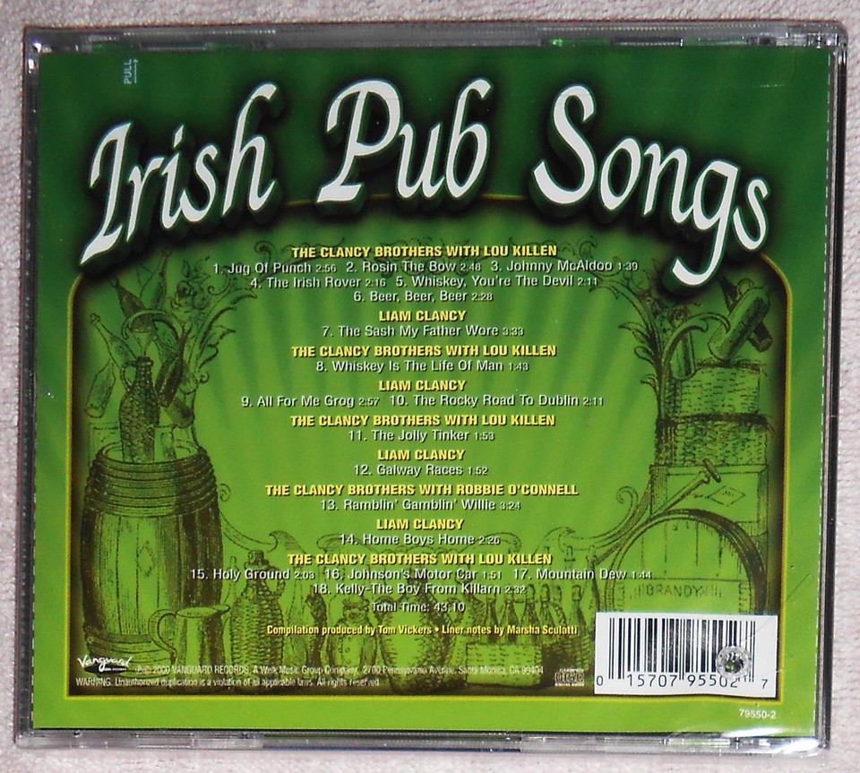 IRISH PUB SONGS, Vanguard Remaster, Clancy Brothers, Lou Killen, 18 ...