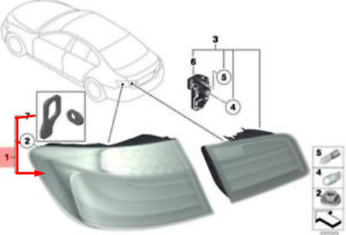 BMW 5 F11 Rear Left Trunk Lid Boot Tail Light 63217203229 OEM for sale ...