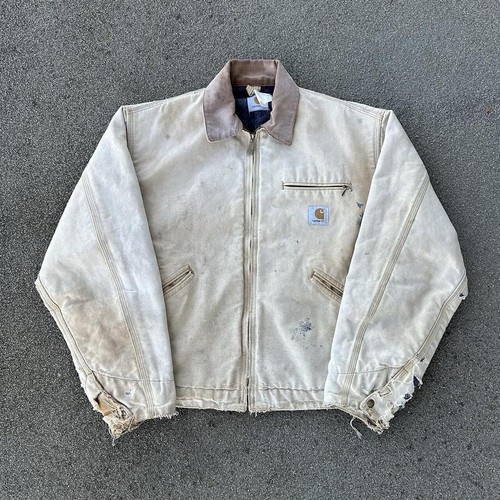 Vintage 90s Carhartt Detroit Jacket Large Thrashed Distressed Faded ...