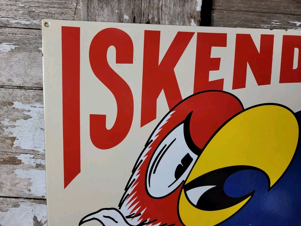 VINTAGE ISKENDERIAN PORCELAIN SIGN 30" OLD POLY DYNE CAR AUTO PARTS ...
