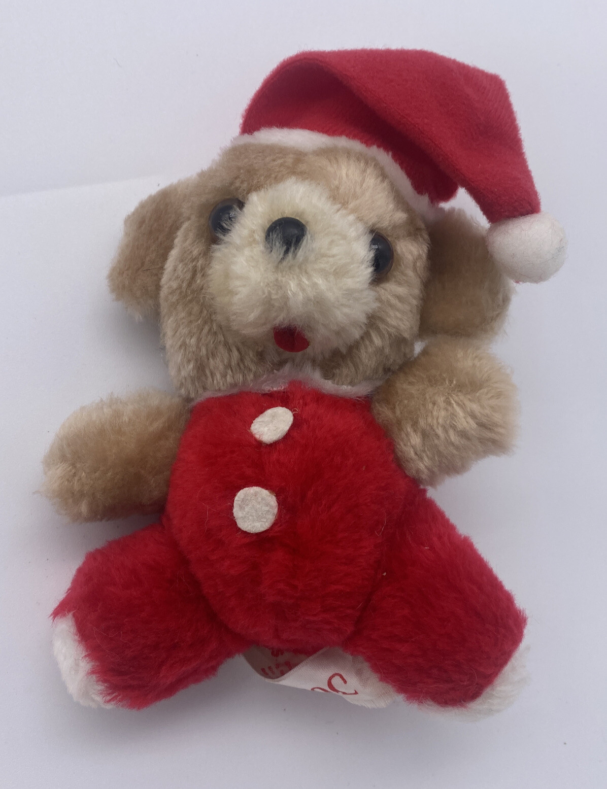 Vintage RUSS JOLLY Stuffed Teddy Bear in Santa Hat Toy Plush 6" Korea ...