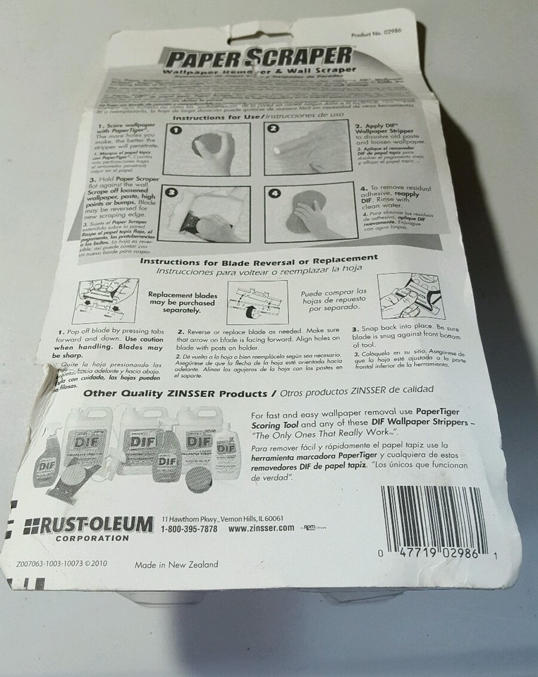 Zinsser Paper Scraper Wallpaper Remover & Wall Scraper | eBay