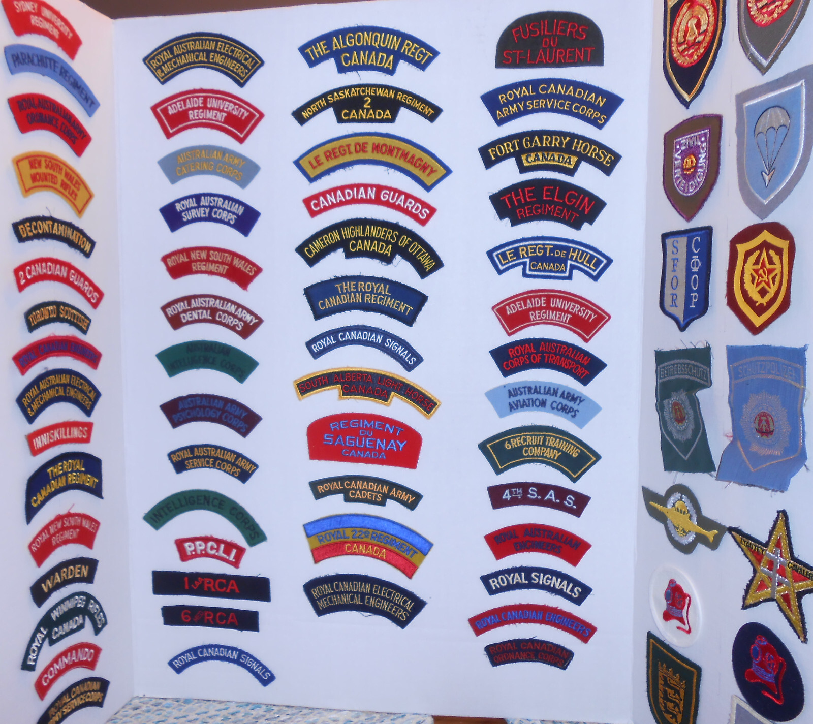 group of British military patches, 50 Canadian, Australian, UK, DDR, Fr ...