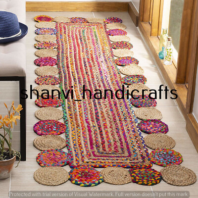 Handmade Area Floor Rug 2x4 Feet Natural Jute Cotton Braided Rectangle ...