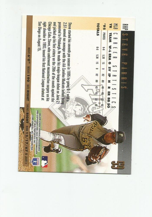 1996 DONRUSS PRESS PROOFS #59 STEVE PARRIS | eBay