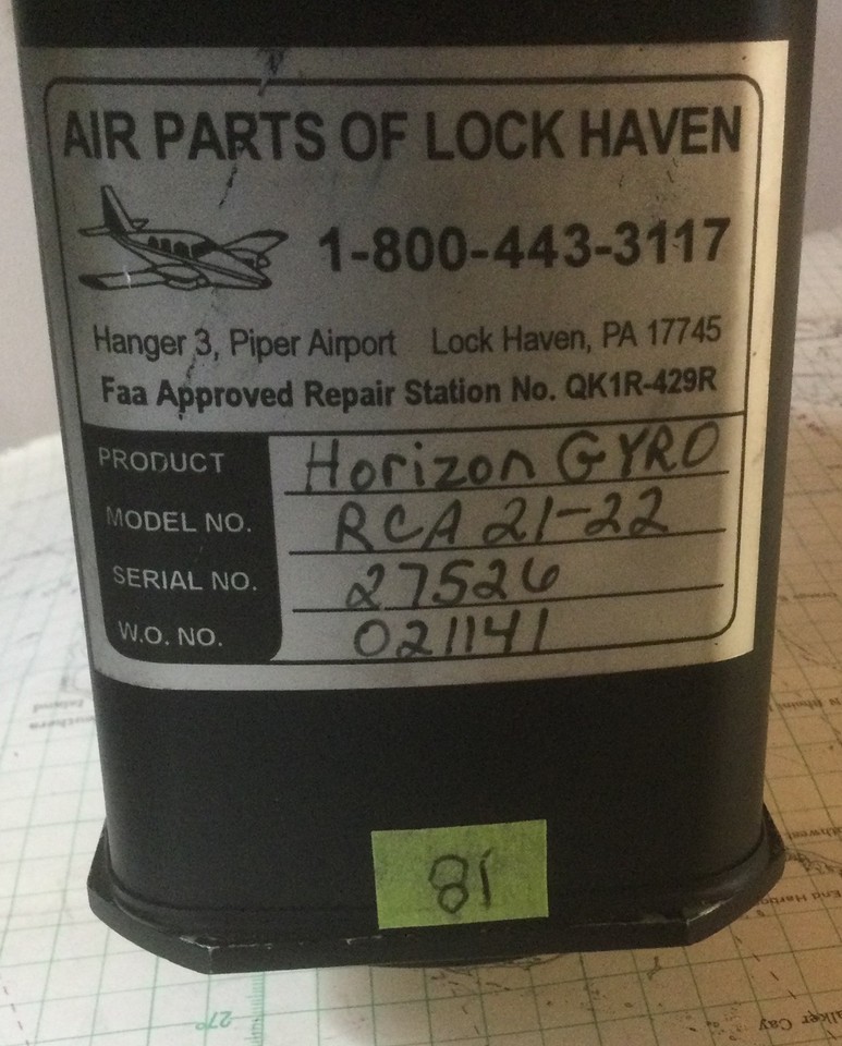 RC Allen/Cessna Horizon Gyro PN C661076-0102 Model RCA 21-22 *Certified ...