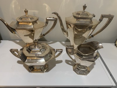 Vintage silverplate coffee/tea service sugar/creamer, coffee,tea ...