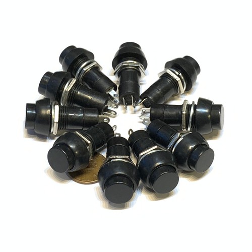 10 Pieces Black Latching PUSH BUTTON SWITCH DC 6A N/O normally open on ...