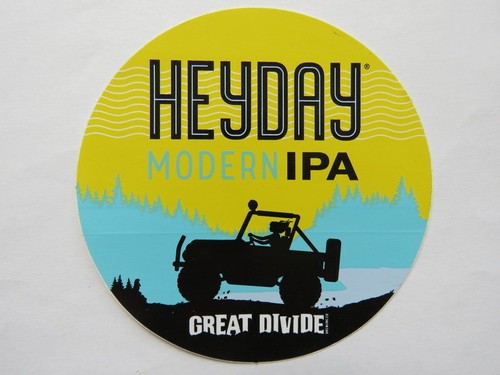 Beer STICKER ~ GREAT DIVIDE Brewing Co Heyday IPA ~ Denver, COLORADO ...
