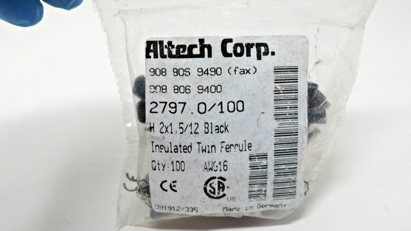 Altech 2797.0 Insulated Twin Ferrule 2x1,5/12 Black- Pack of 80 | eBay