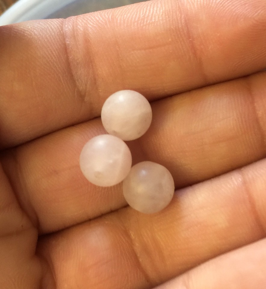 Vintage Japan Matte Pale Pink Striated Stone Look Round Glass Bead Lot ...