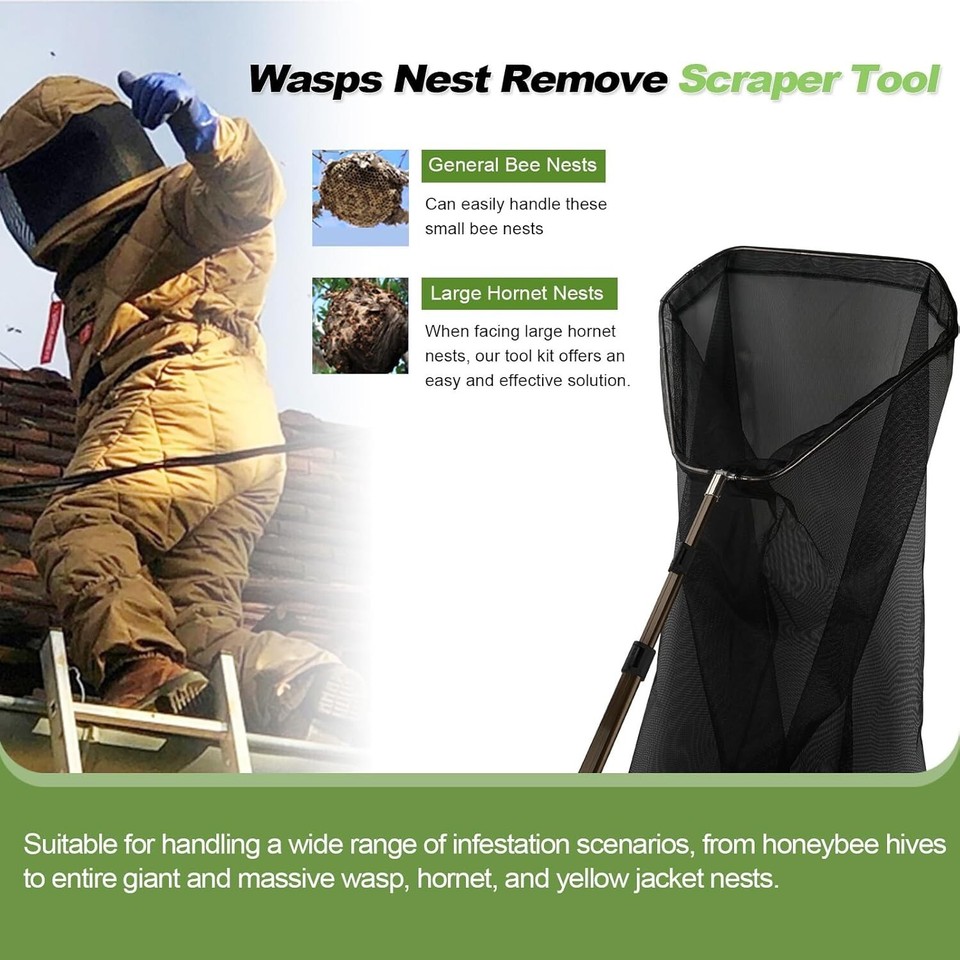 Wasps, Hornets Nest Scraper - Killer Tool with Bee Trap Bag & Stick ...