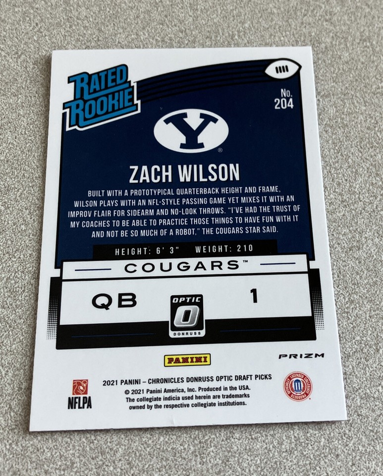2021 Panini Donruss Optic RC Pink Prizm #204 Zach Wilson BYU | eBay